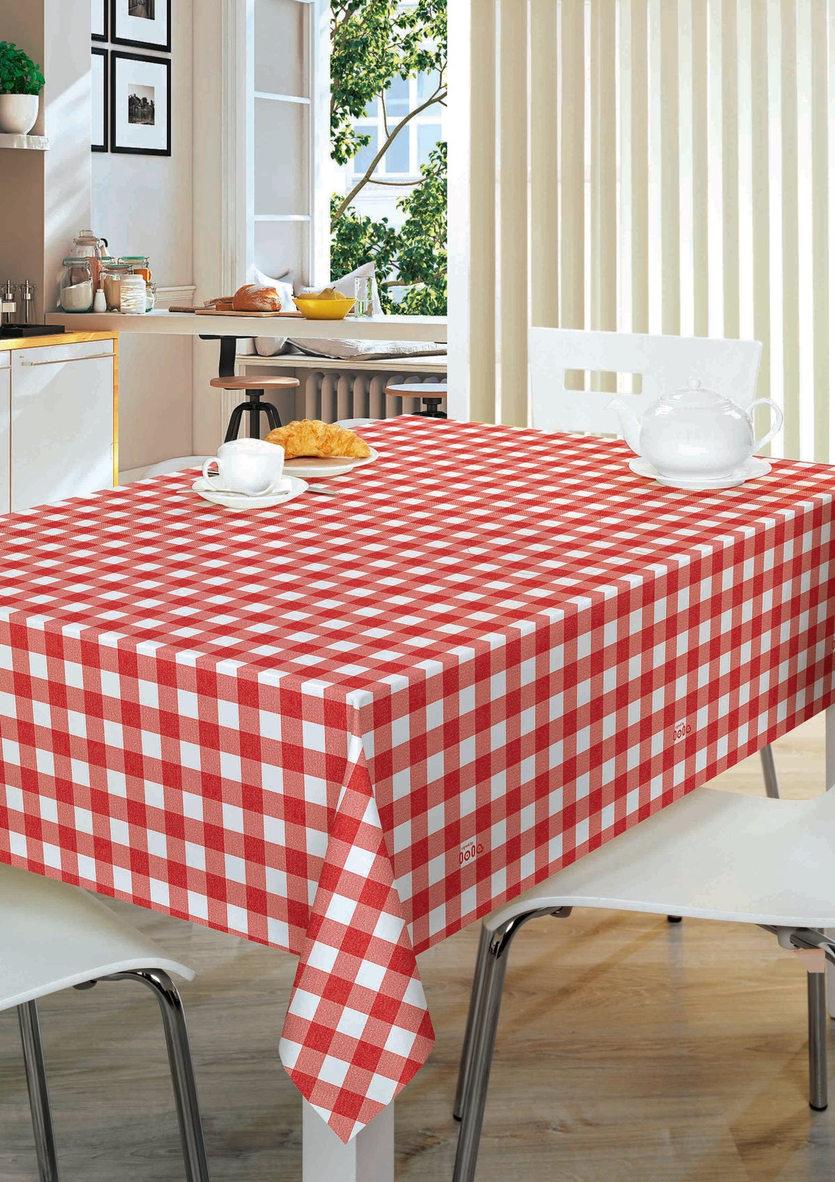 Finesse Lola Chiwy Tomato Tablecloth 140cm Wide - Red and White — جعفر شوب