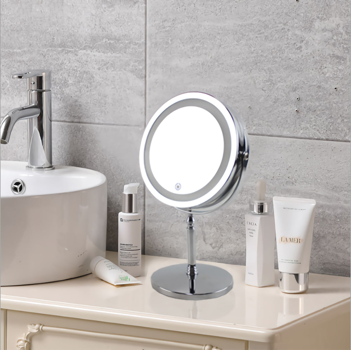 ARMN Delta LED Lighted Magnifying Stand Mirror - Silver — جعفر شوب