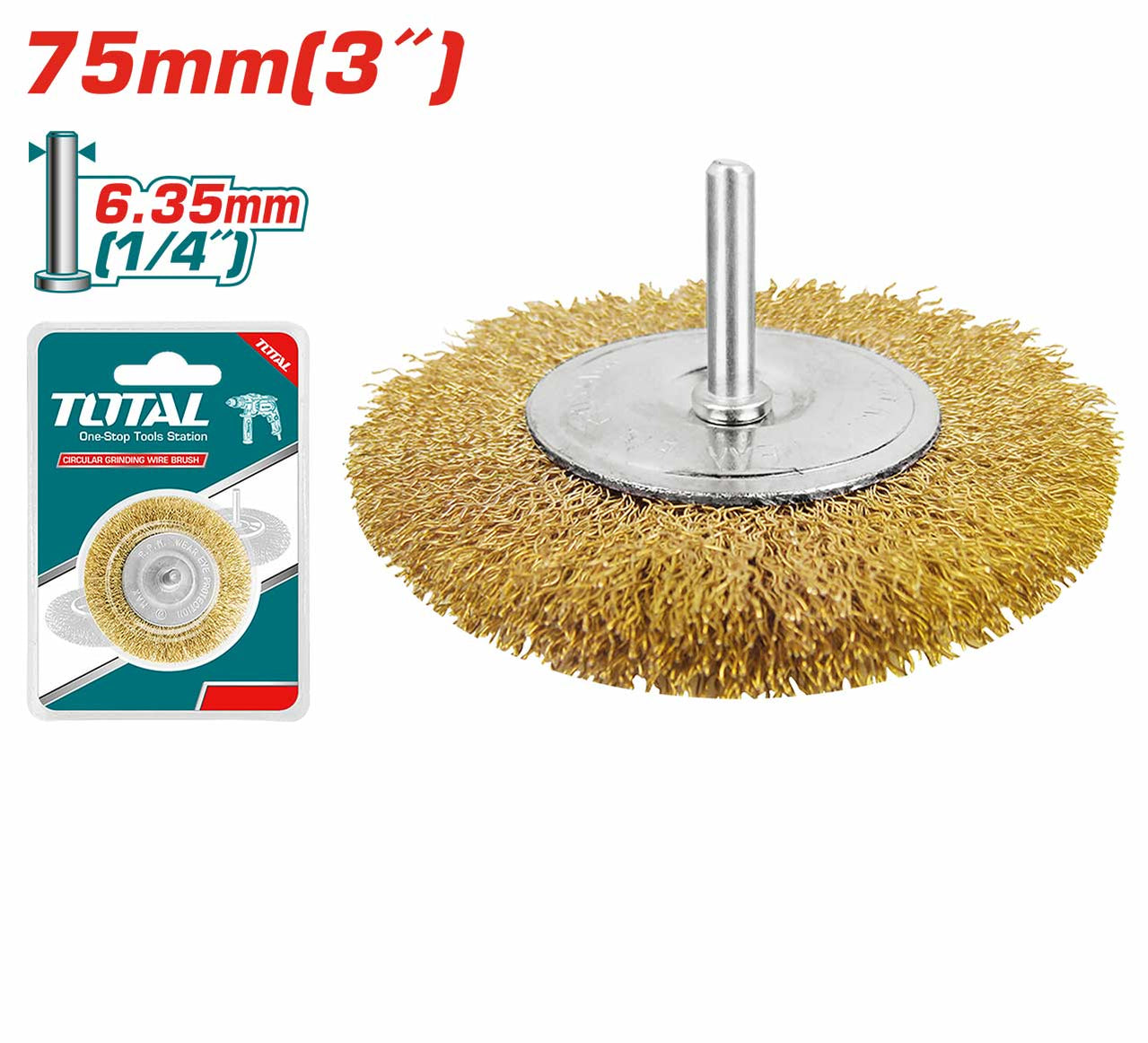 Total copper wire brush for drilling, 75 mm 3". — جعفر شوب