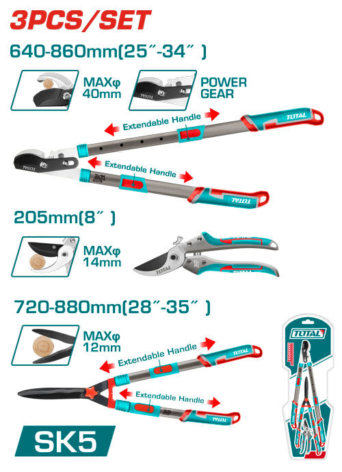 TOTAL 3PCs Garden Shears Set (THT1593301)