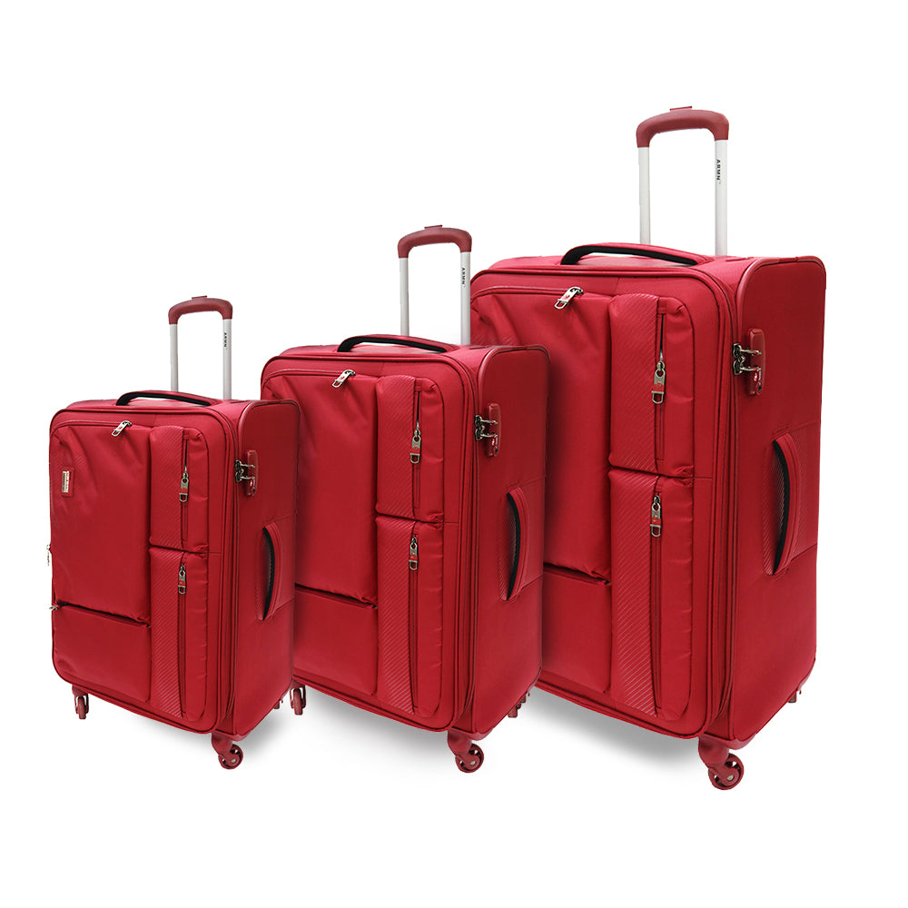 ARMN Leverage Set of 3 Luggage Bags - Red — جعفر شوب