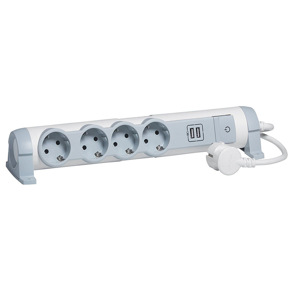 Horizontal power outlet, 4 outlets and USB, 1.5 meters long - Legrand ...